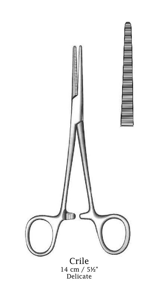 Pinza para arteria Crile, recta, delicada - longitud = 14 cm / 5-1/2 ...