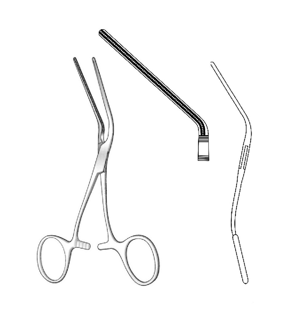 Pinza vascular Debakey, angulado - longitud = 13 cm / 5-1/4 ...
