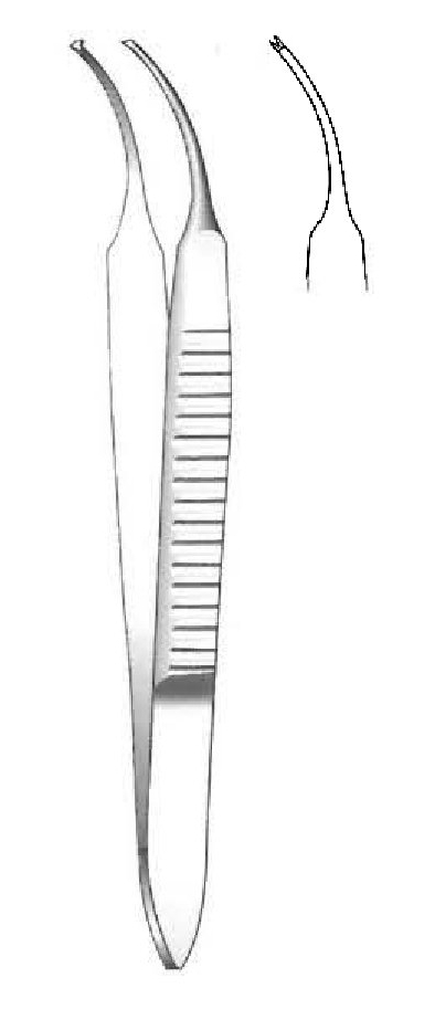 Pinza para iris Graefe, curva, ancho = 0.5 mm, dientes 1:2 | Surgicalmed.es