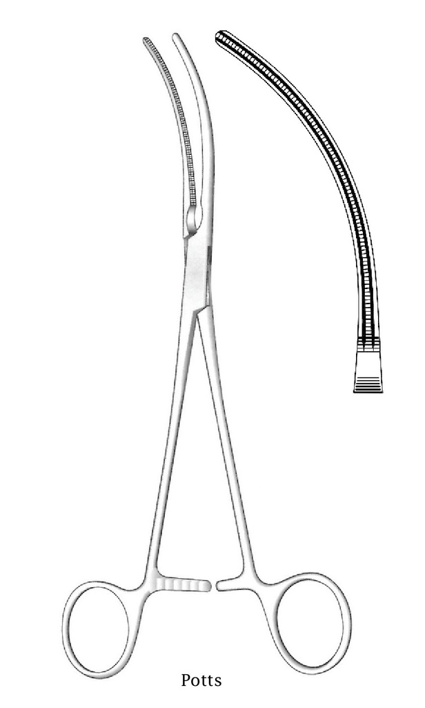 Pinza vascular multipropósito Potts, curva - longitud = 22 cm / 8-3/4 ...