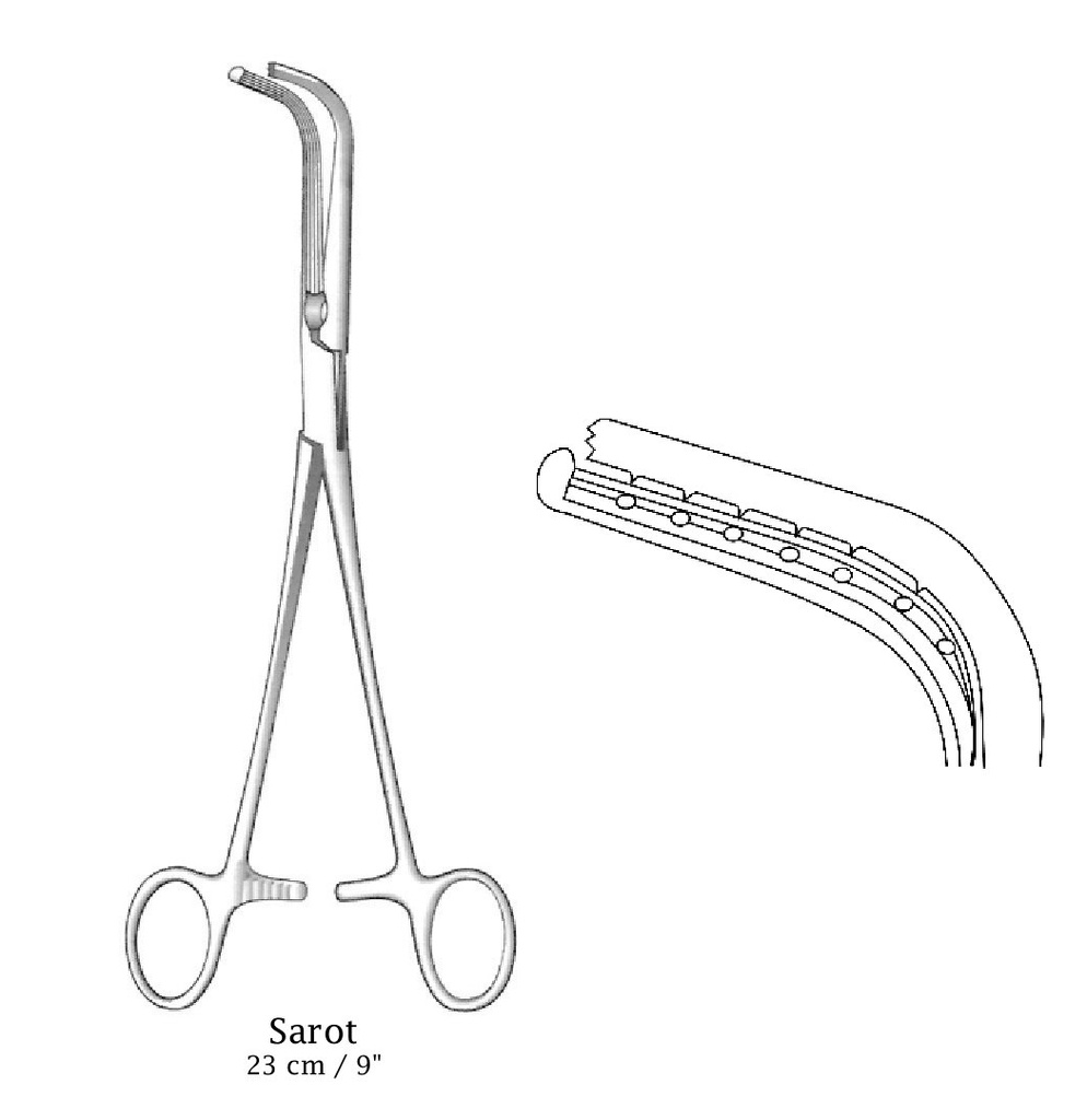 Pinza bronquial Sarot, izquierda, punta larga | Surgicalmed.es