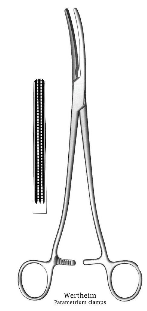 Wertheim Clamp Forcep, Forcep Histerectomia y Vaginal - longitud = 25 ...